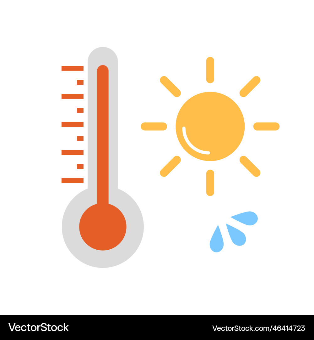 High temperature thermometer and sun and sweat Vector Image