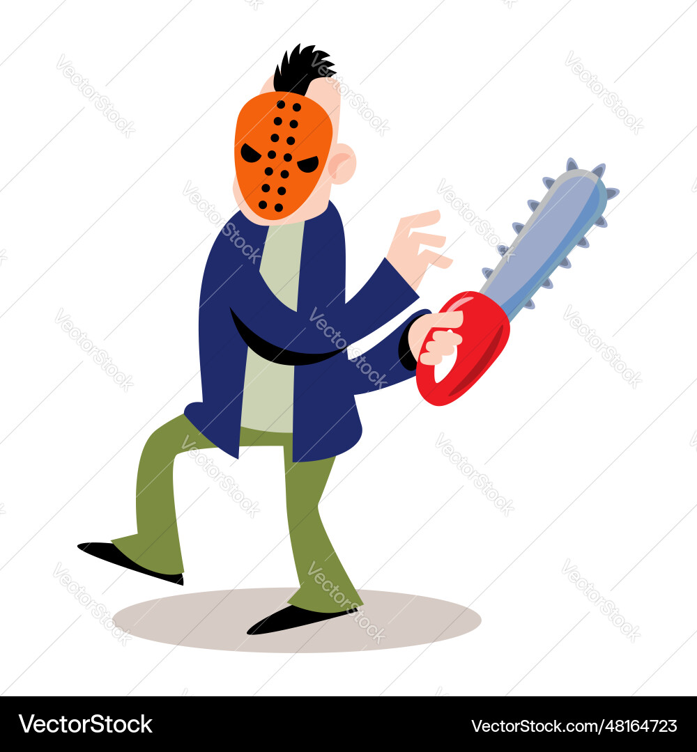 Murderer hold chainsaw cute halloween cartoon Vector Image