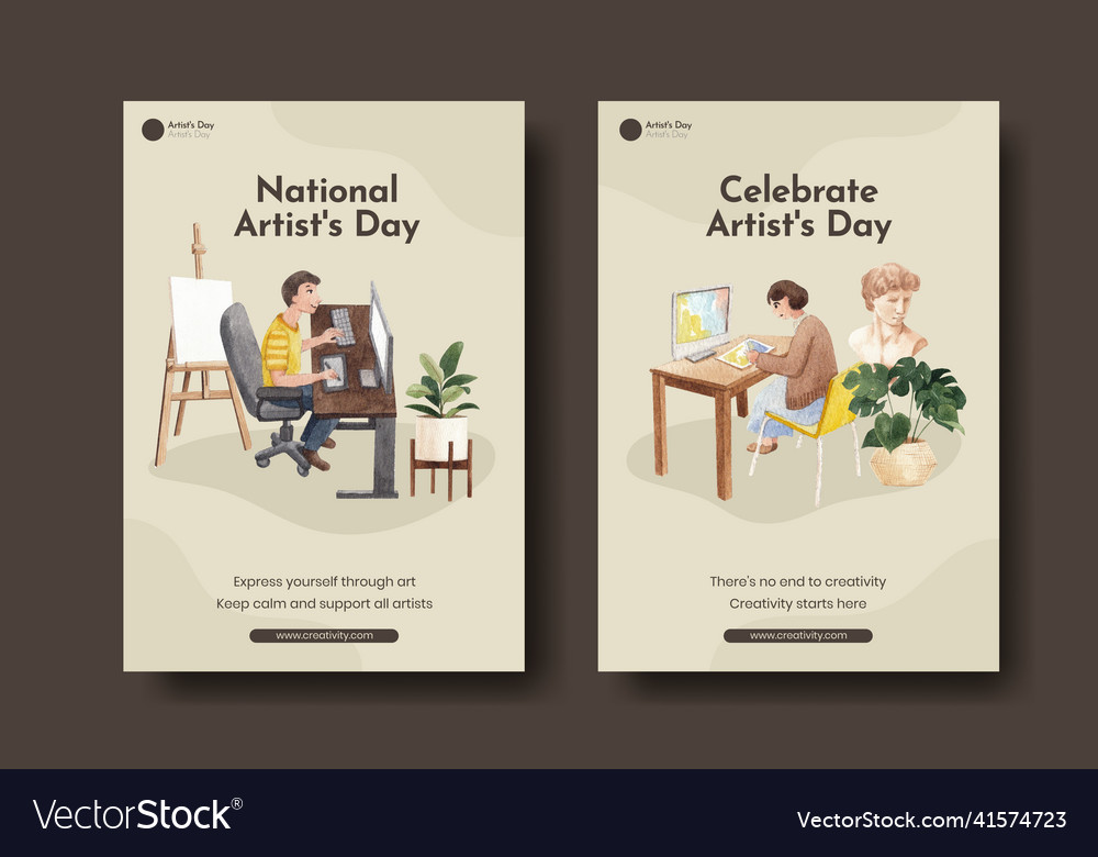 Poster template with international artists day Vector Image