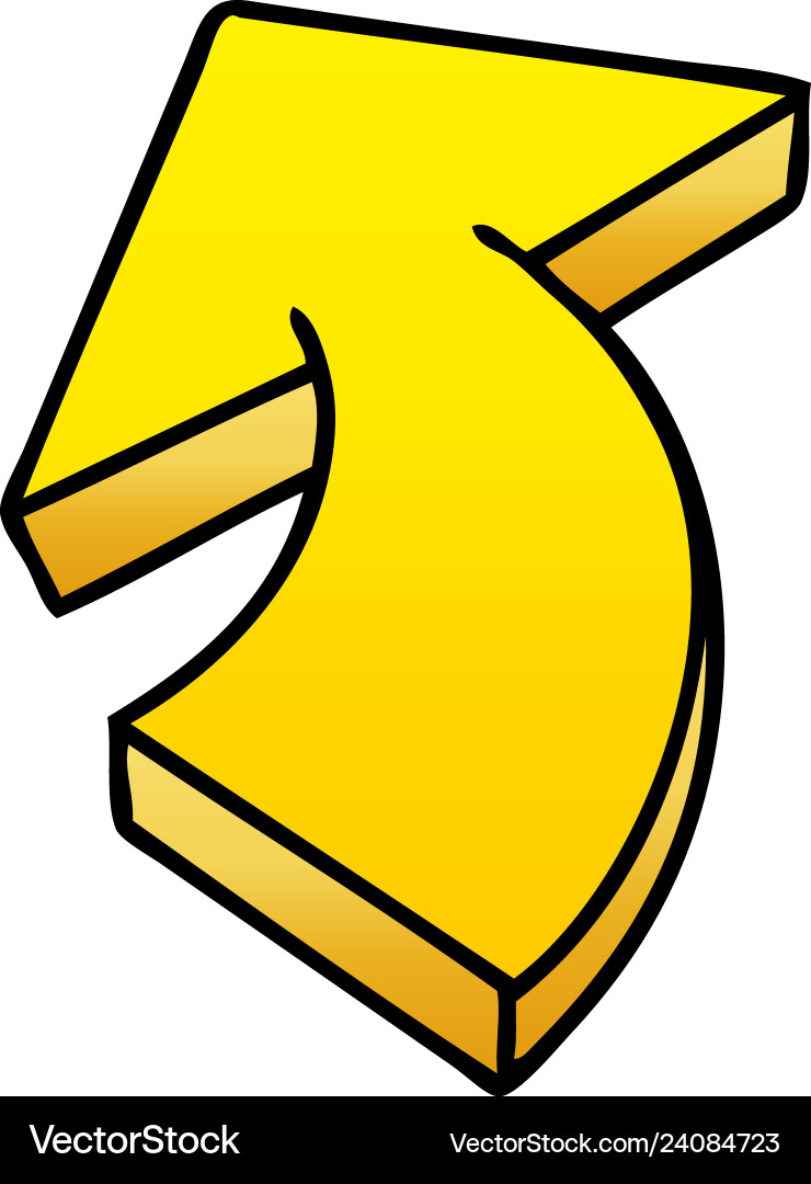 Quirky gradient shaded cartoon arrow Royalty Free Vector