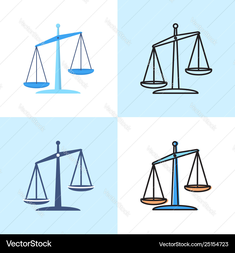 Scales icon set in flat and line styles Royalty Free Vector