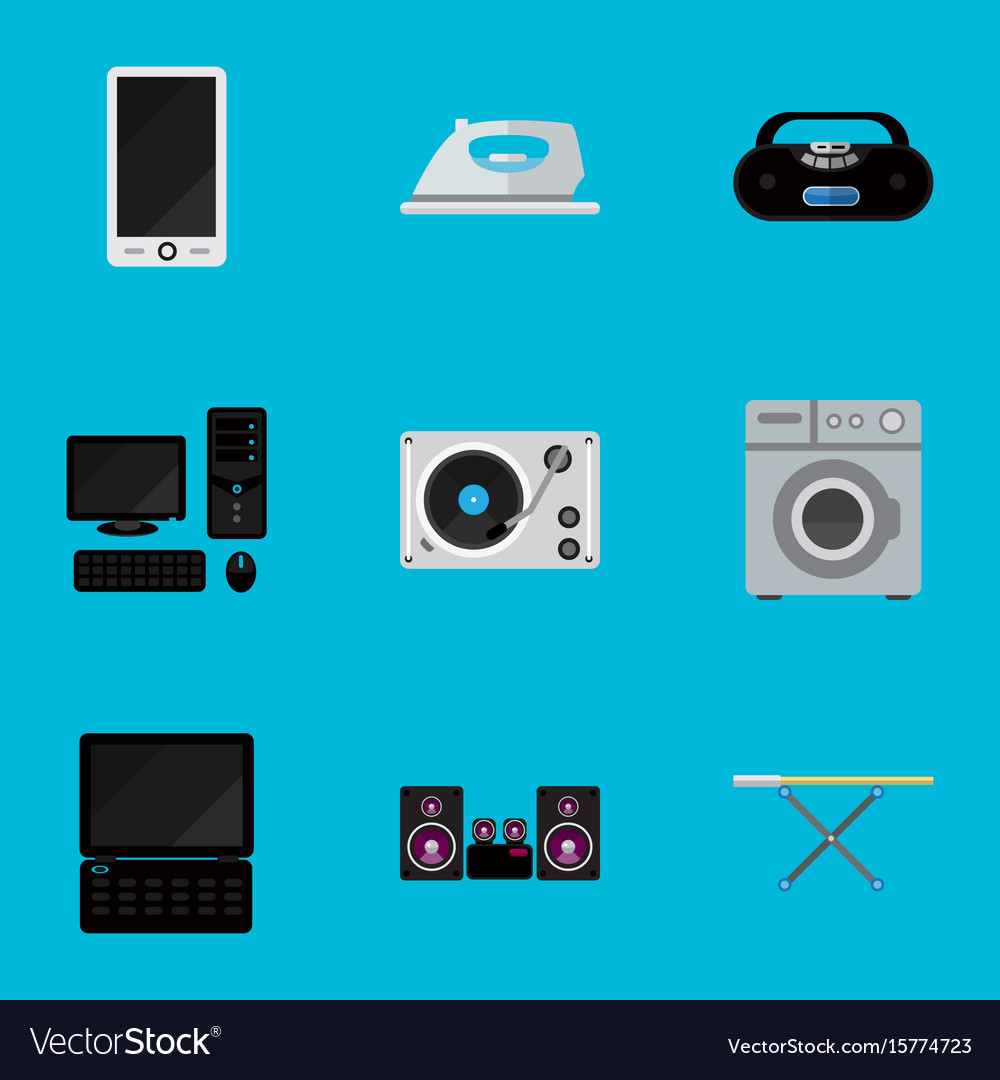 Set of 9 editable tech icons includes symbols Vector Image