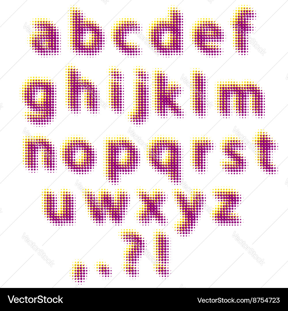 Set of halftone letters isolated Royalty Free Vector Image