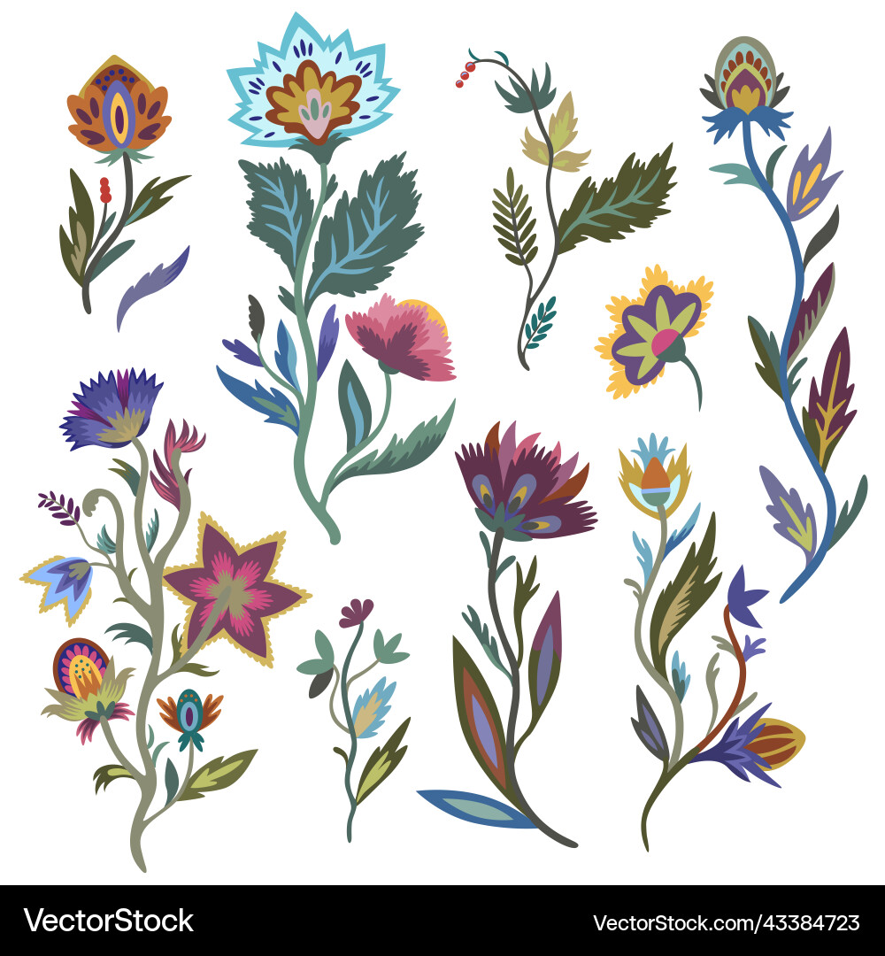 Vintage floral elements in victorian style Vector Image