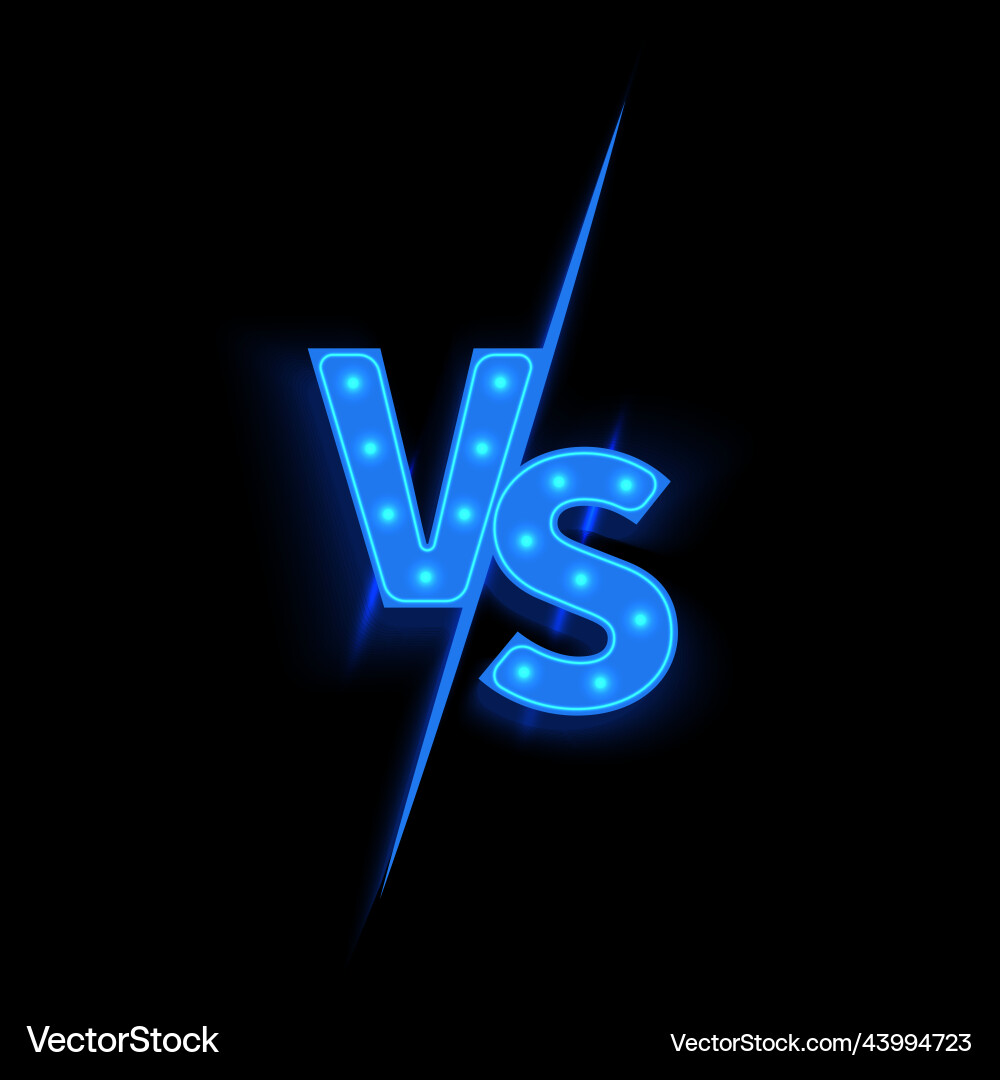 Vs logo blue neon versus glowing letters Vector Image
