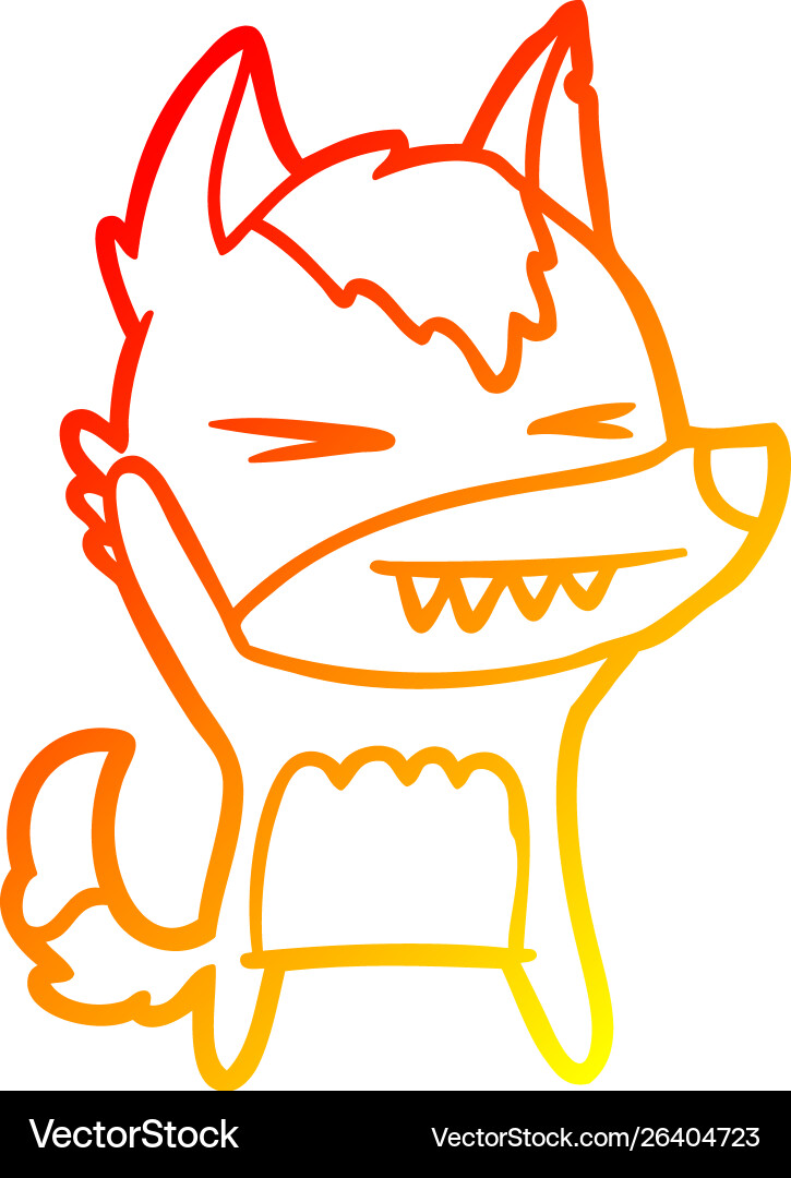 Warm gradient line drawing angry wolf cartoon Vector Image