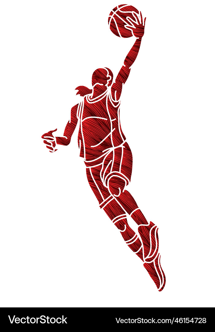 Basketball action female player Royalty Free Vector Image