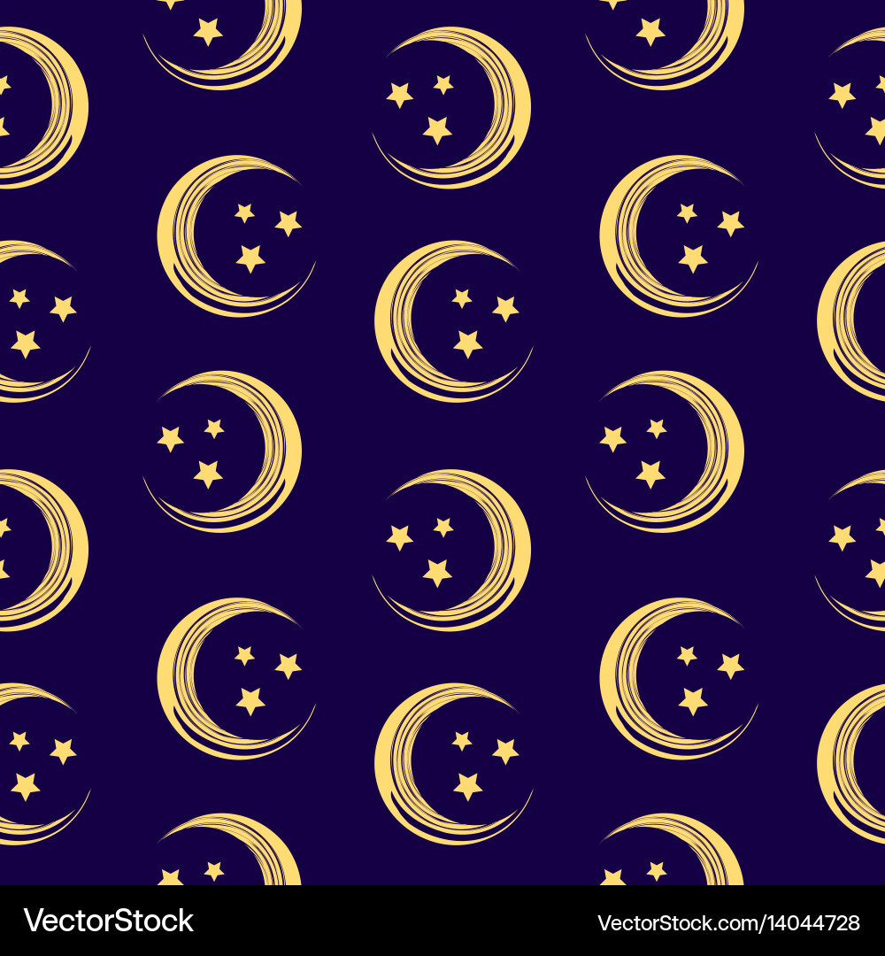 Beautiful seamless pattern with moon and stars Vector Image