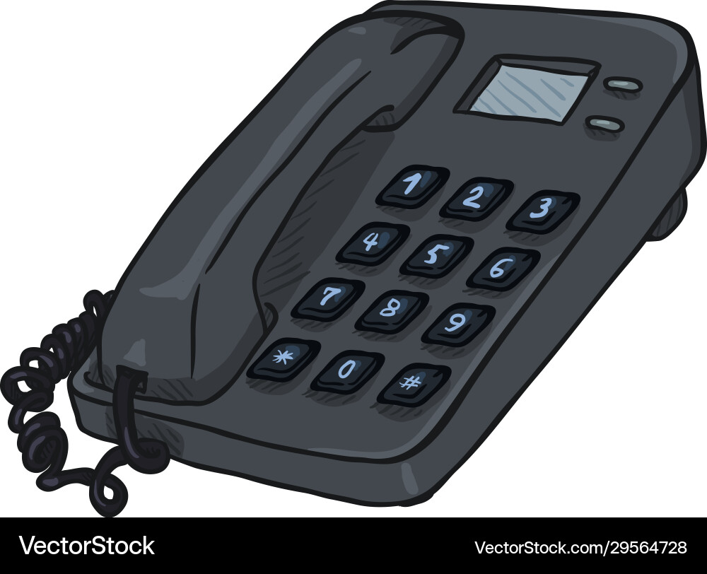 Cartoon dark grey office telephone Royalty Free Vector Image
