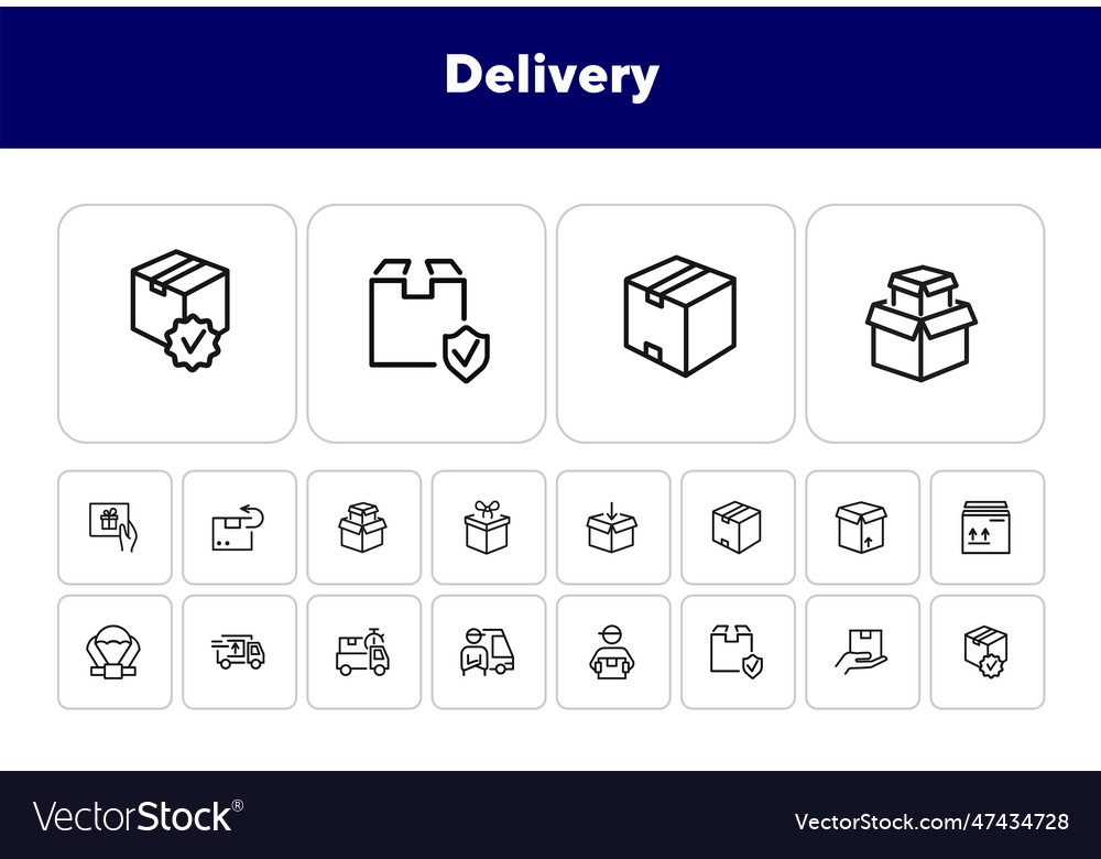 Delivery line icon set Royalty Free Vector Image