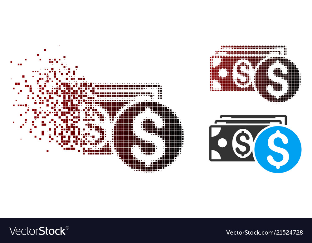Disintegrating pixel halftone dollar cash icon Vector Image Disintegrating pixel halftone dollar cash icon Vector Image