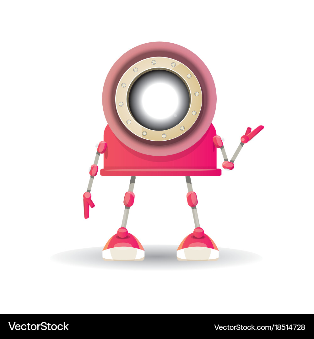 Funny cartoon pink friendly robot character Vector Image