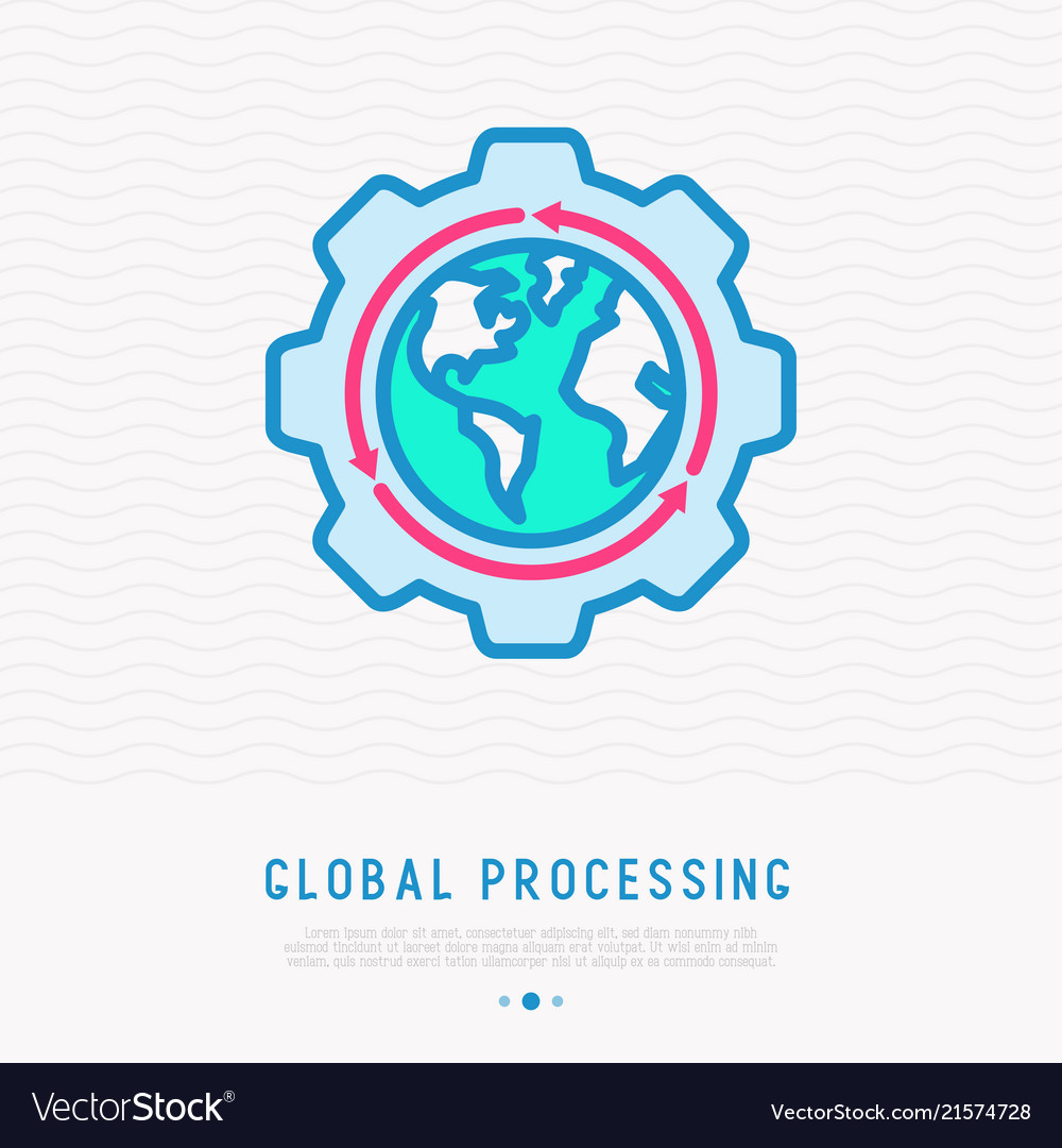 Global processing thin line icon Royalty Free Vector Image