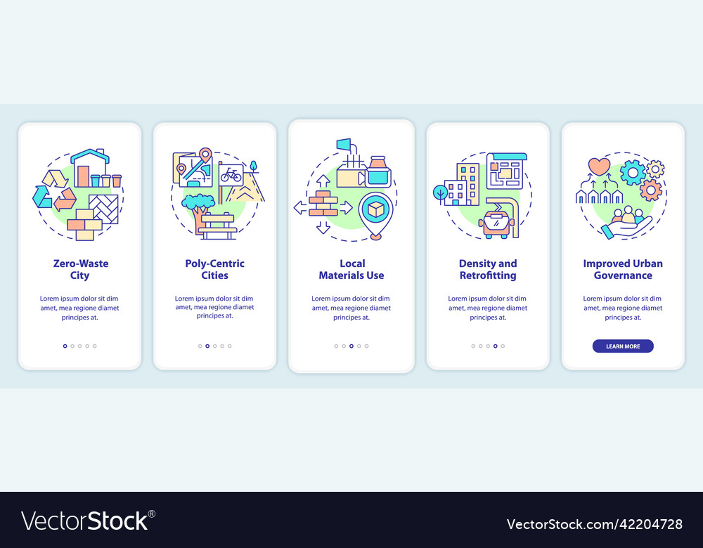 Green Urbanism Principles Onboarding Mobile App Vector Image