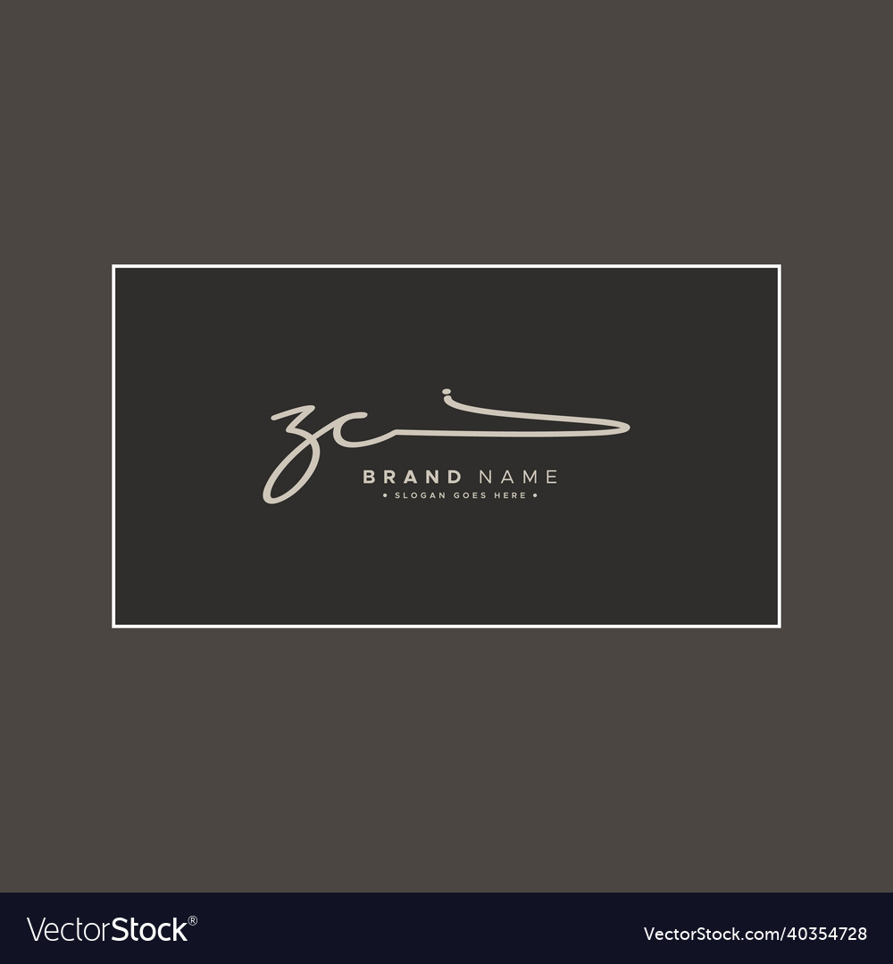Initial letter zc logo - handwritten signature Vector Image