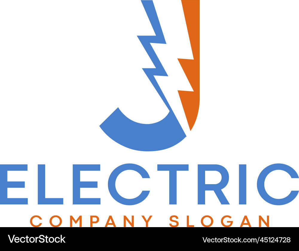 Letter j lightning electric logo with lighting Vector Image
