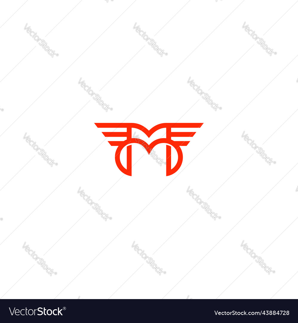 M initial shape line logo Royalty Free Vector Image