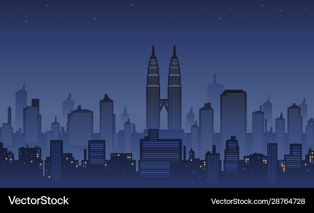 Midnight in town city background Royalty Free Vector Image