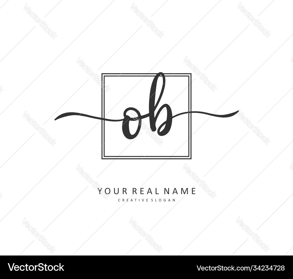 O b initial letter handwriting and signature Vector Image