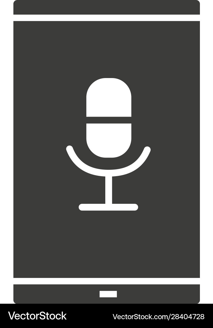 Smartphone voice recorder glyph icon Royalty Free Vector