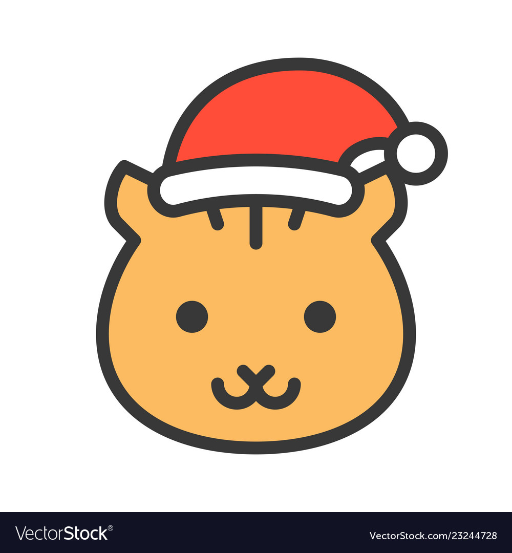 Squirrel wearing santa hat outline icon editable Vector Image