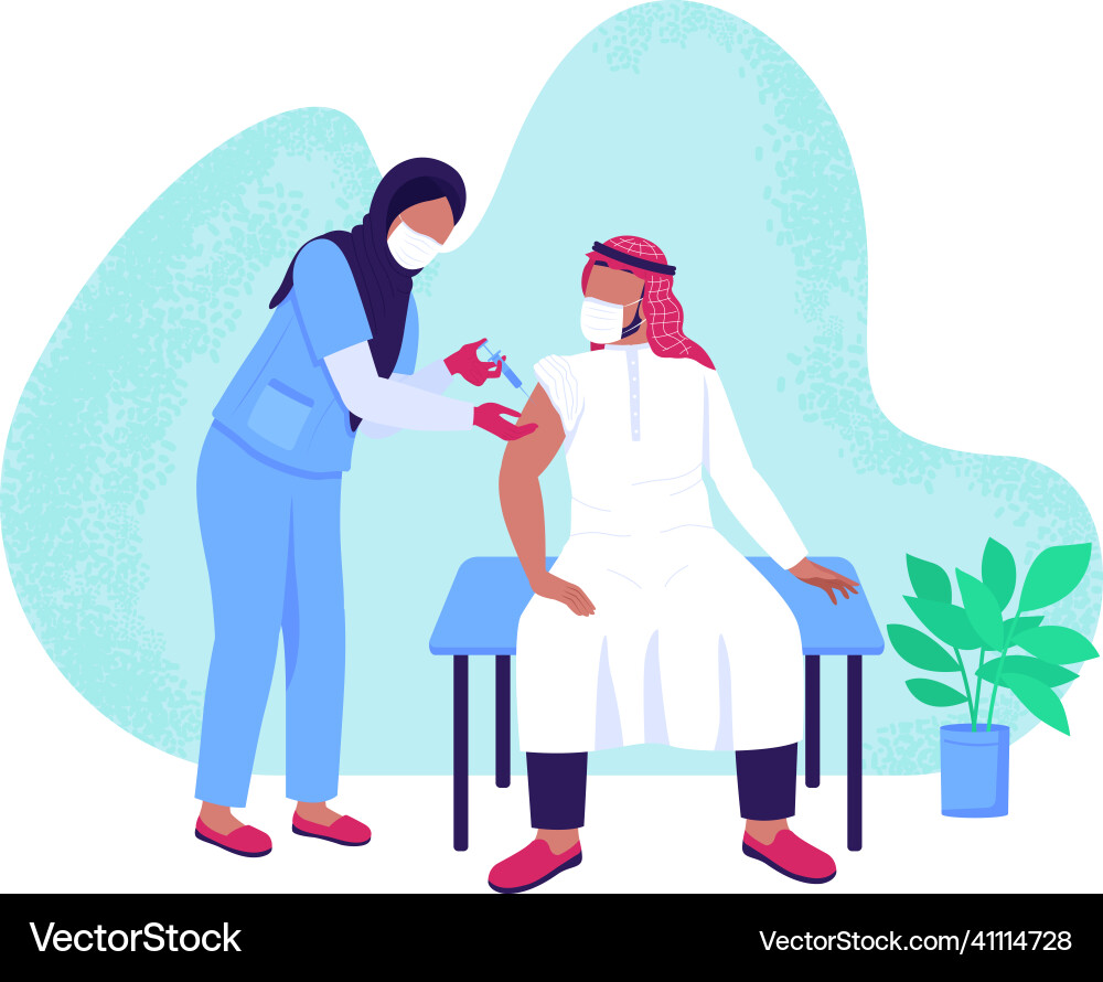 Vaccination process flat concept Royalty Free Vector Image