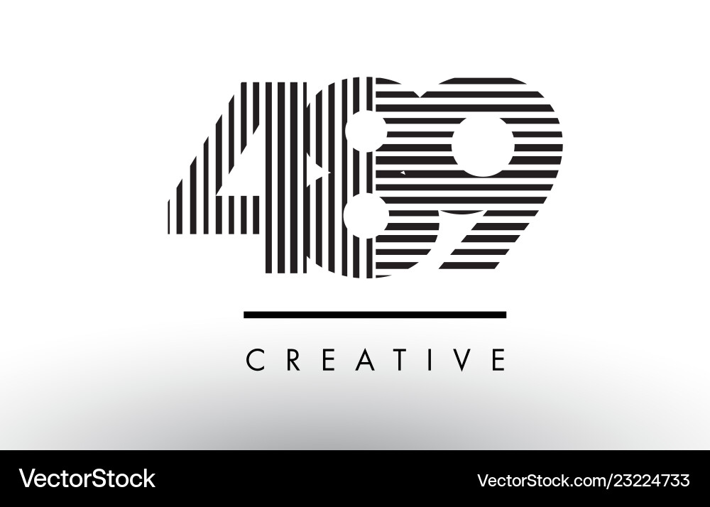 489 black and white lines number logo design Vector Image