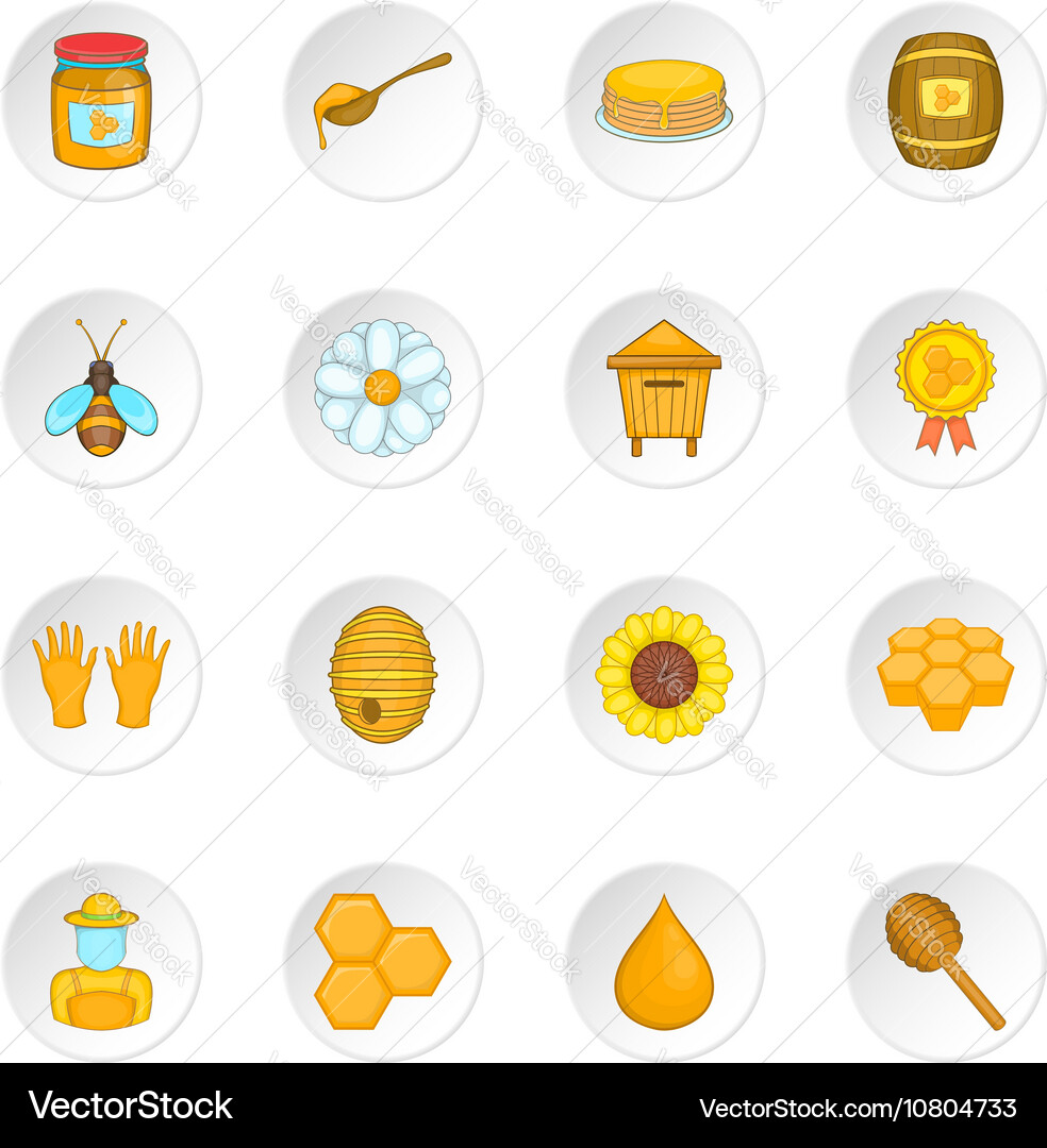 Apiary icons set cartoon style Royalty Free Vector Image