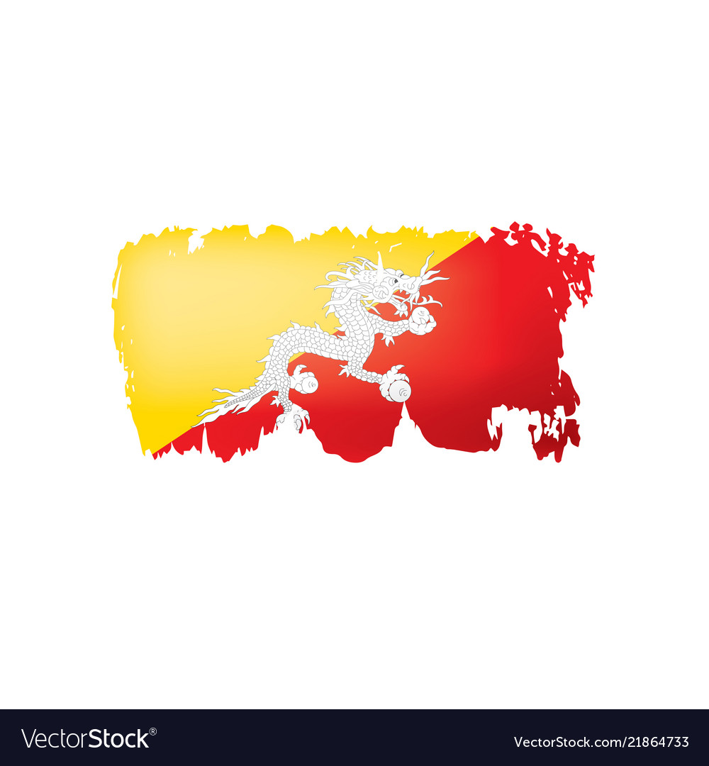Bhutan flag on a white Royalty Free Vector Image