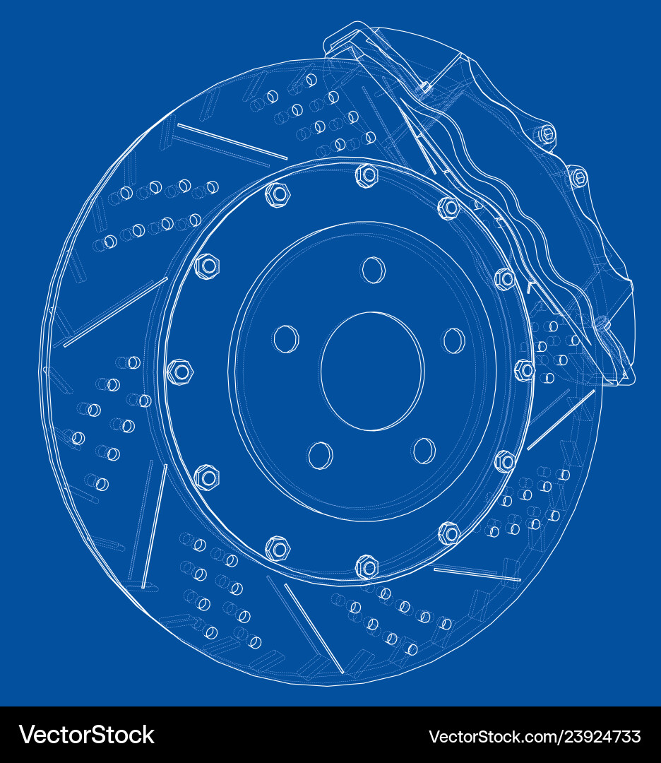 Brake disc outline rendering of 3d Royalty Free Vector Image