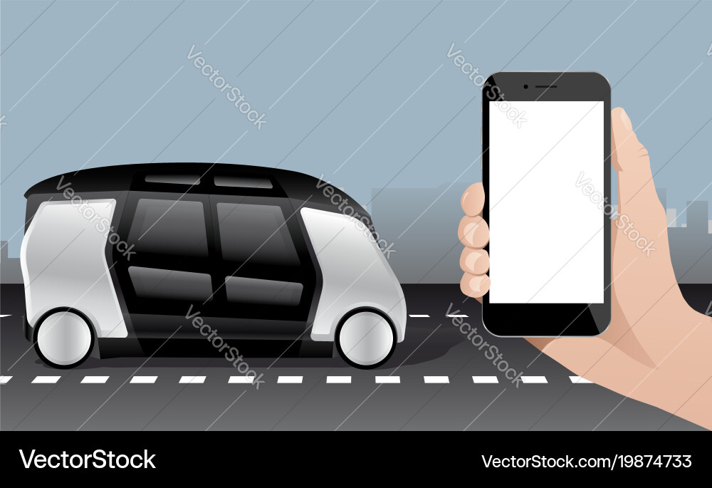Control self driving bus mobile app Royalty Free Vector