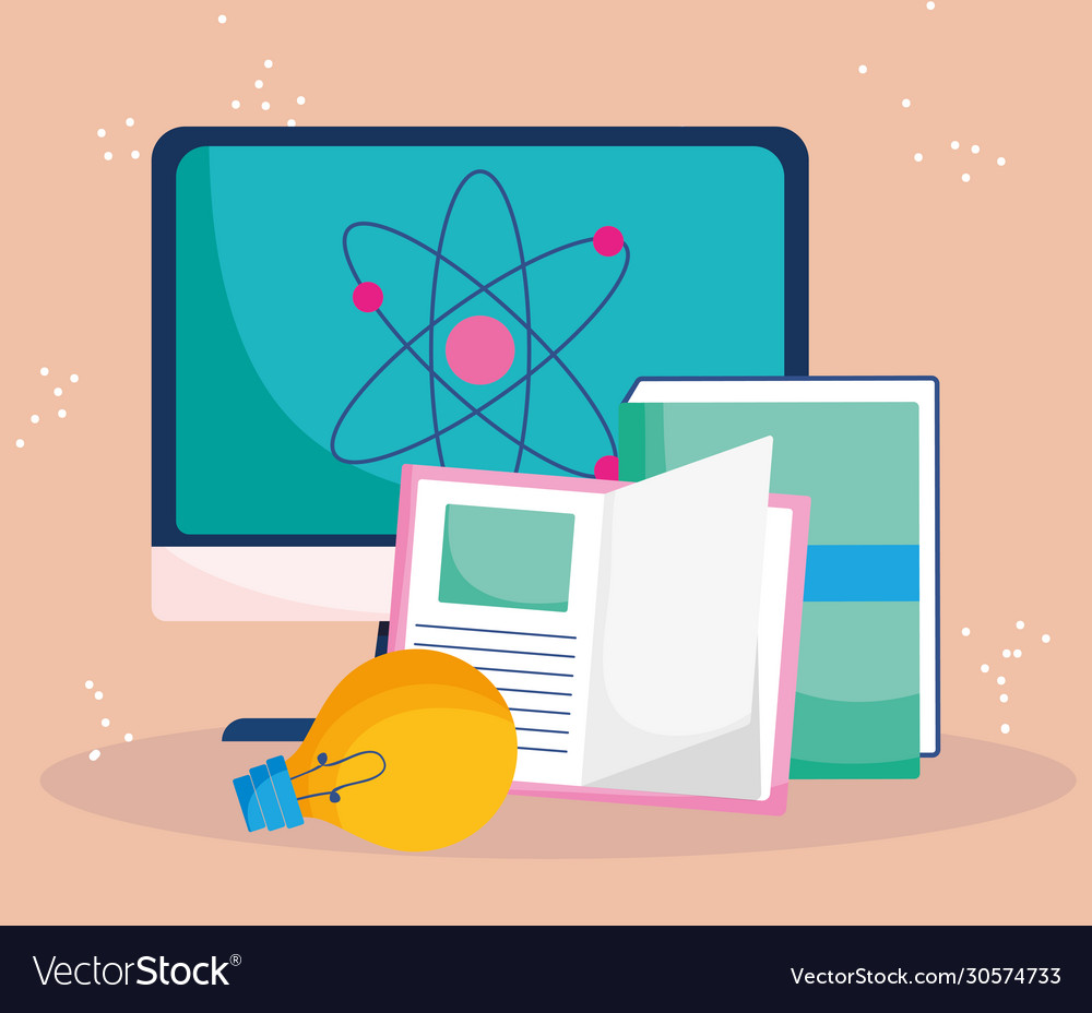 Education online computer books learning class Vector Image