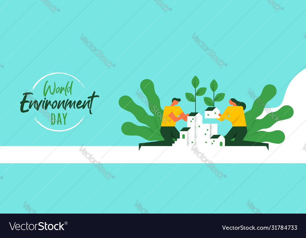 Environment day banner social green community Vector Image