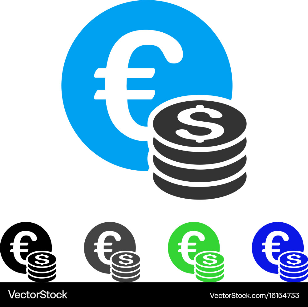 Euro and dollar coins flat icon Royalty Free Vector Image
