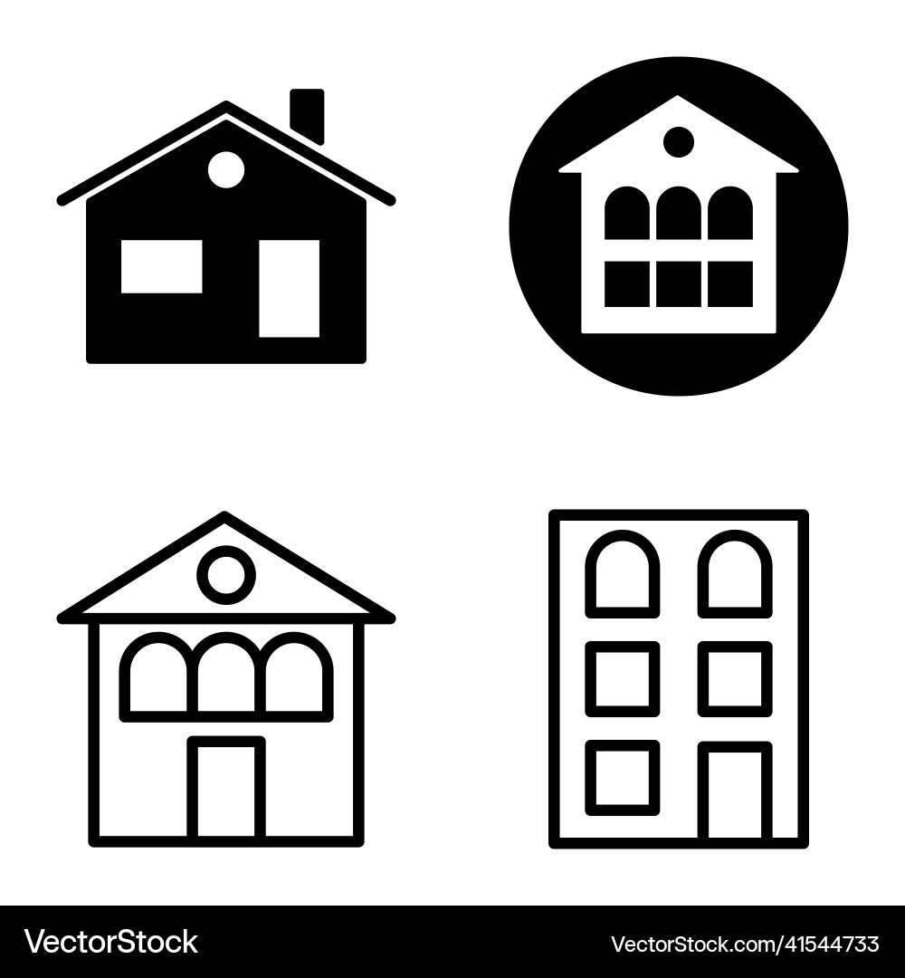 Houses flat icon set isolated on white background Vector Image