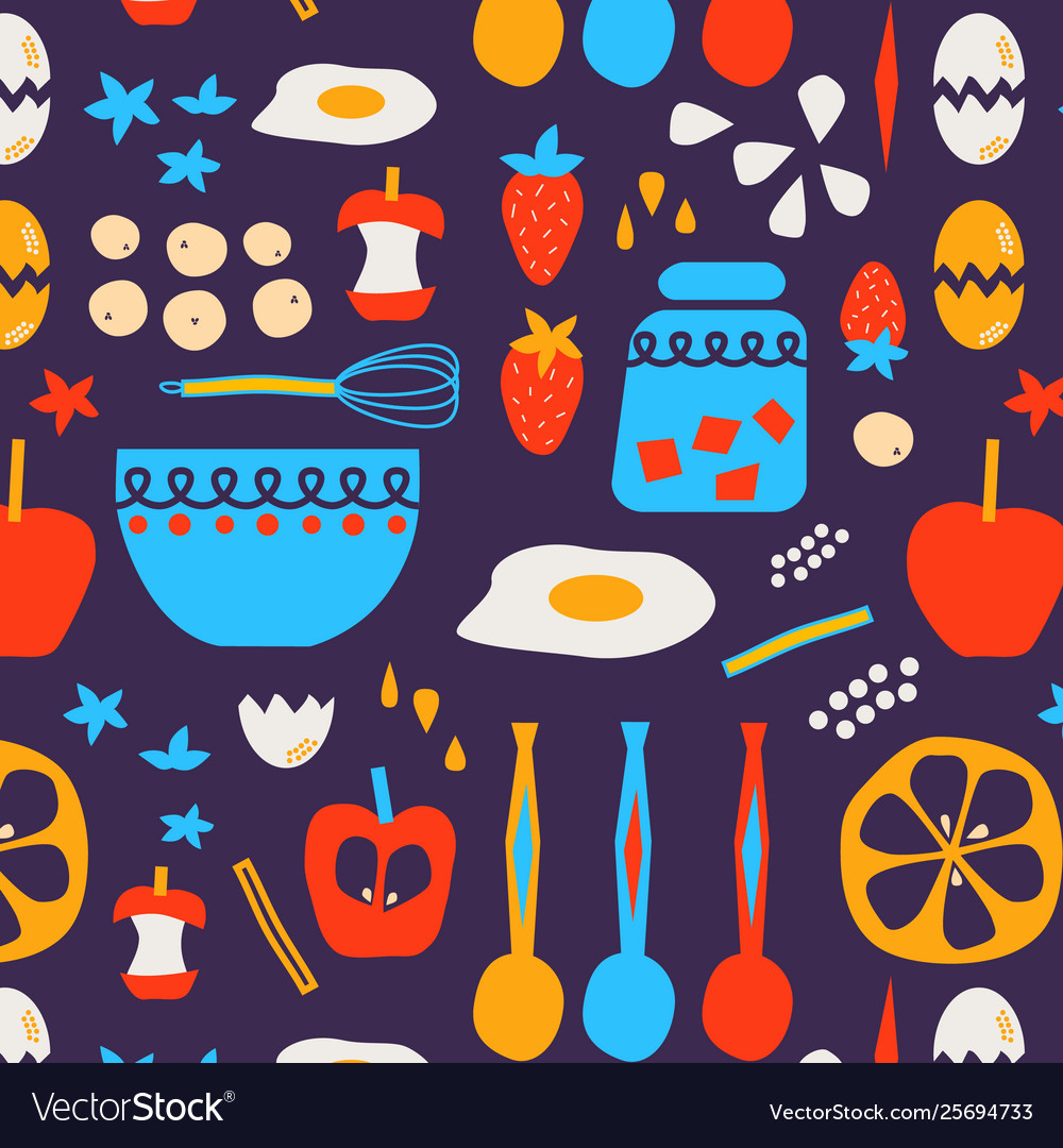 Kitchen seamless pattern decorative design Vector Image