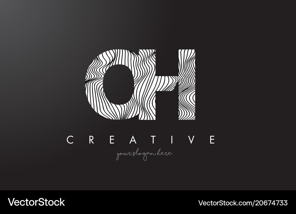 Oh o h letter logo with zebra lines texture Vector Image