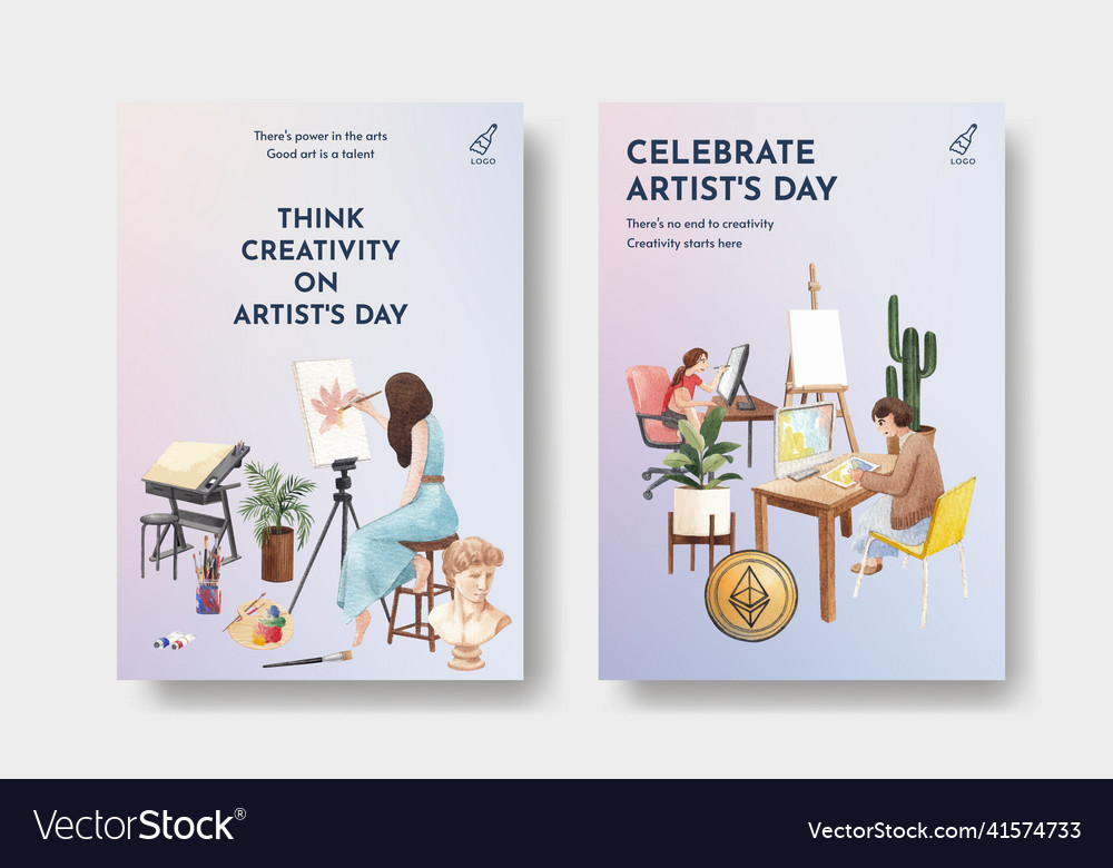 Poster template with international artists day Vector Image