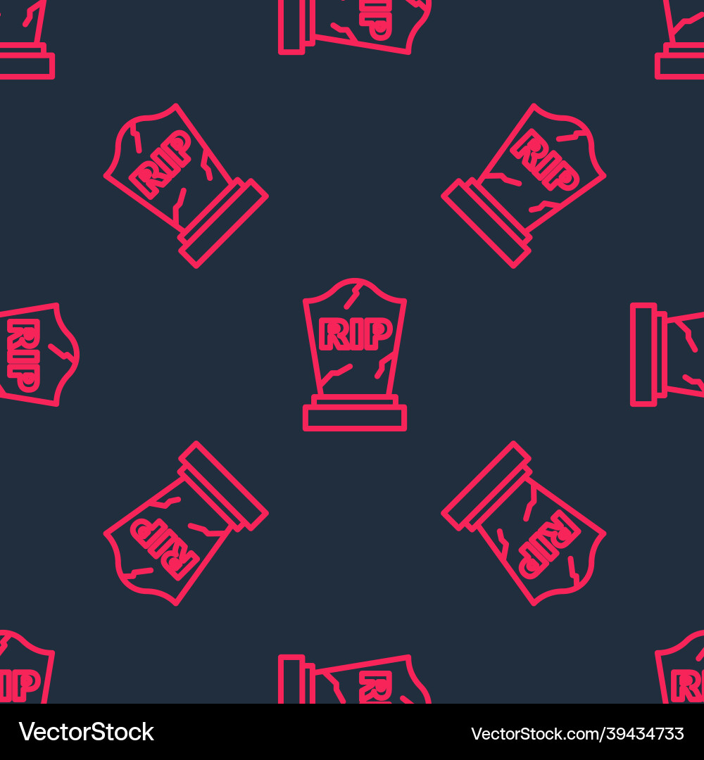 Red line tombstone with rip written on it icon Vector Image