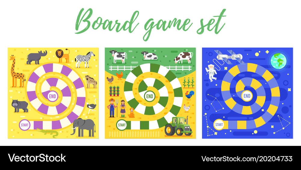 Set of kids boardgame Royalty Free Vector Image