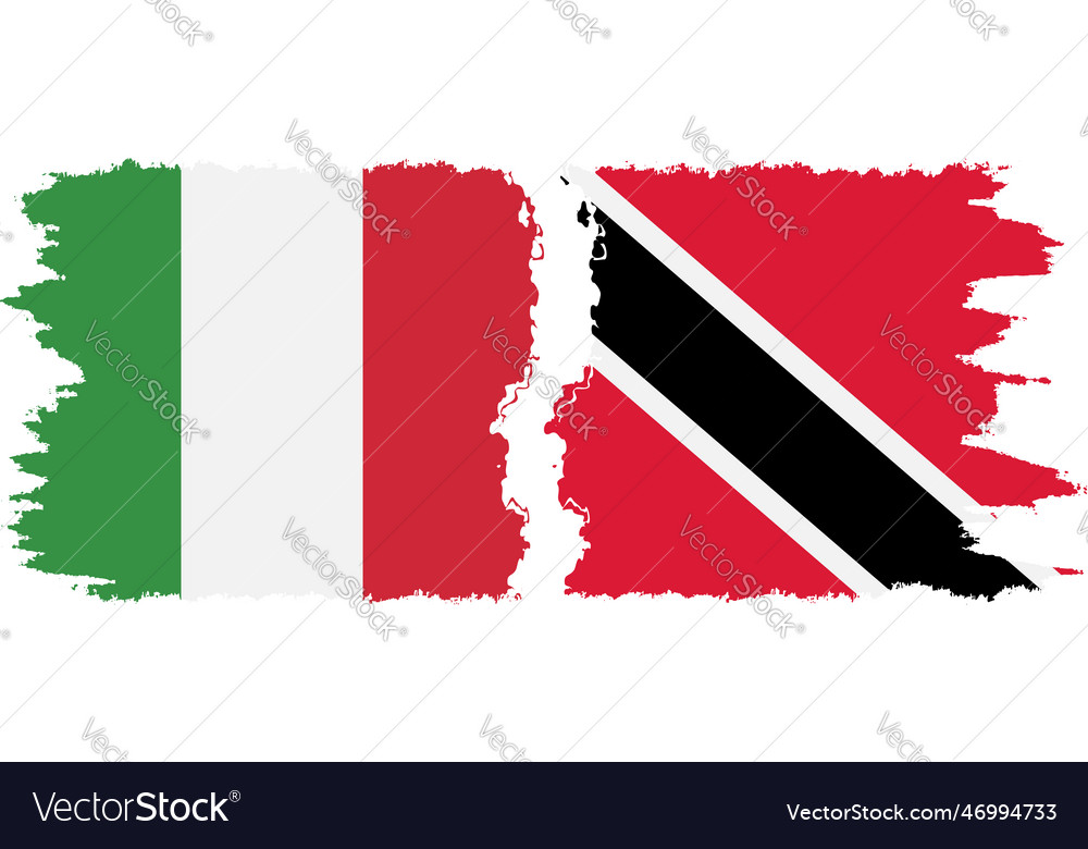 Trinidad and tobago and italy grunge flags Vector Image