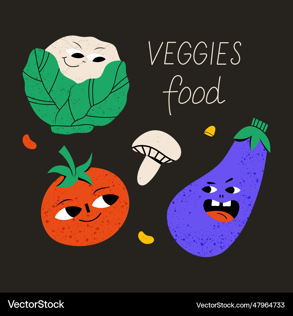 Vegetarian poster with slogan cute vegetable Vector Image