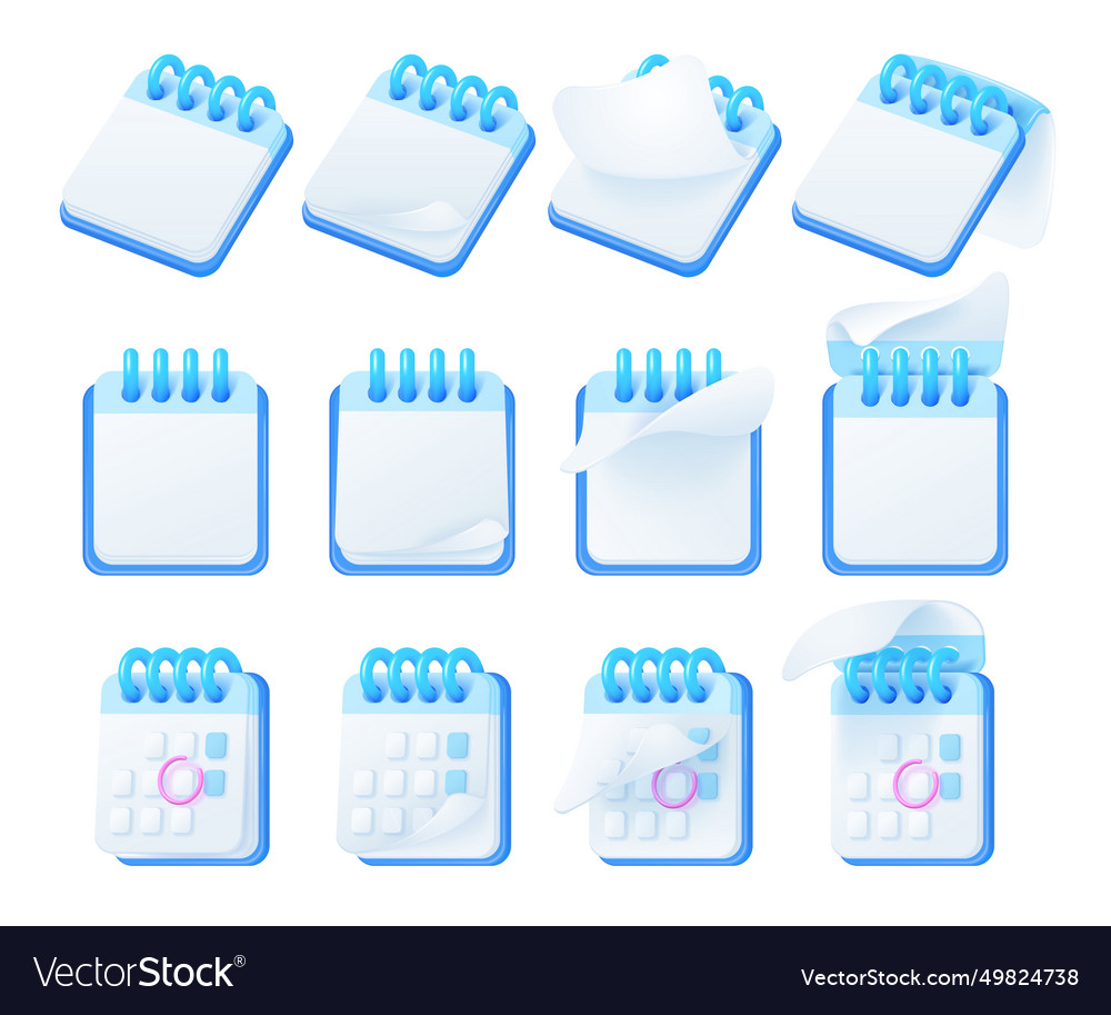 3d flip calendar paper folding calendars Vector Image