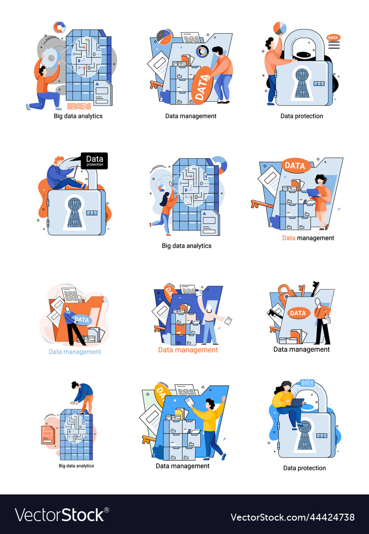 Big data analytics platform management Royalty Free Vector