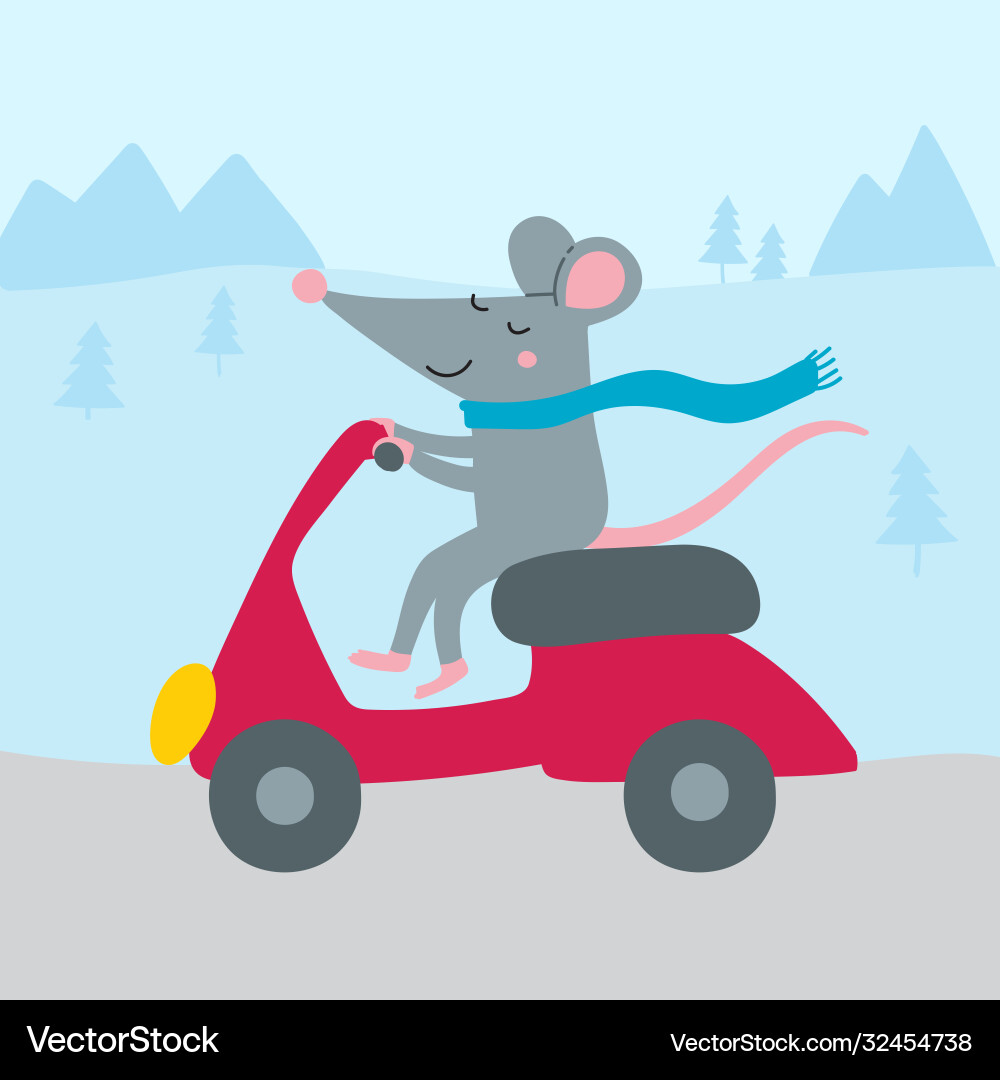 Cute rat riding bike Royalty Free Vector Image