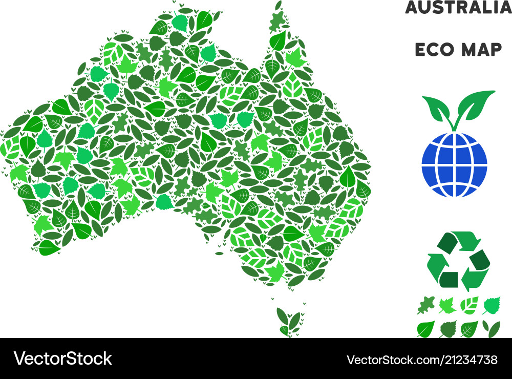Eco green mosaic australia map Royalty Free Vector Image