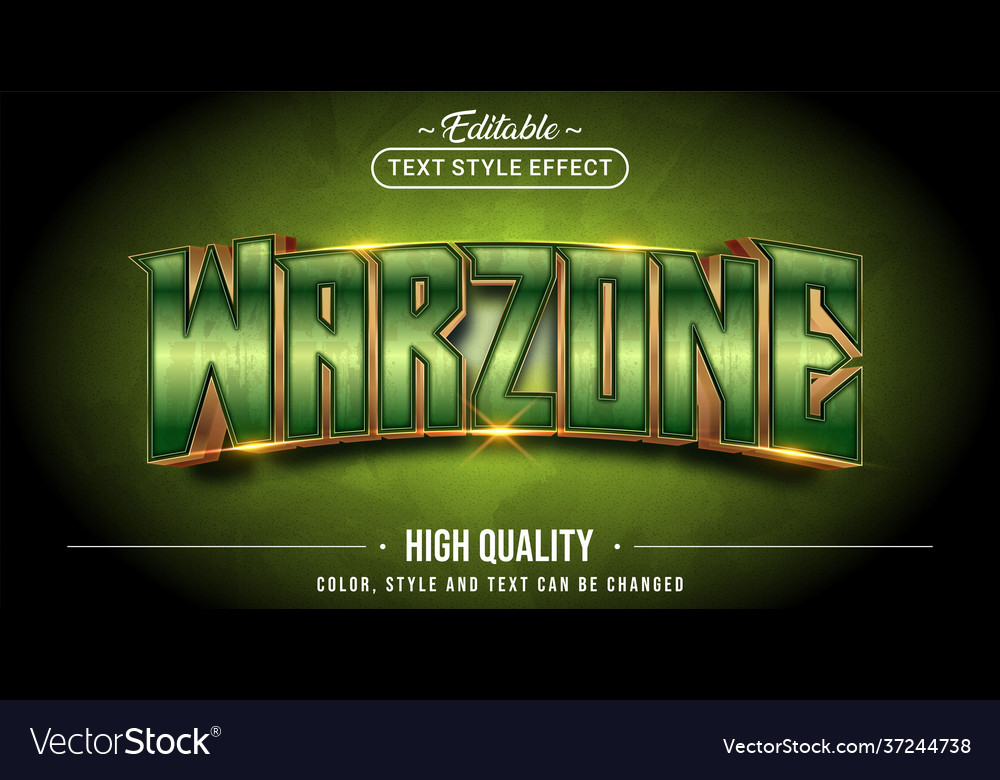 Editable text style effect - warzone Royalty Free Vector
