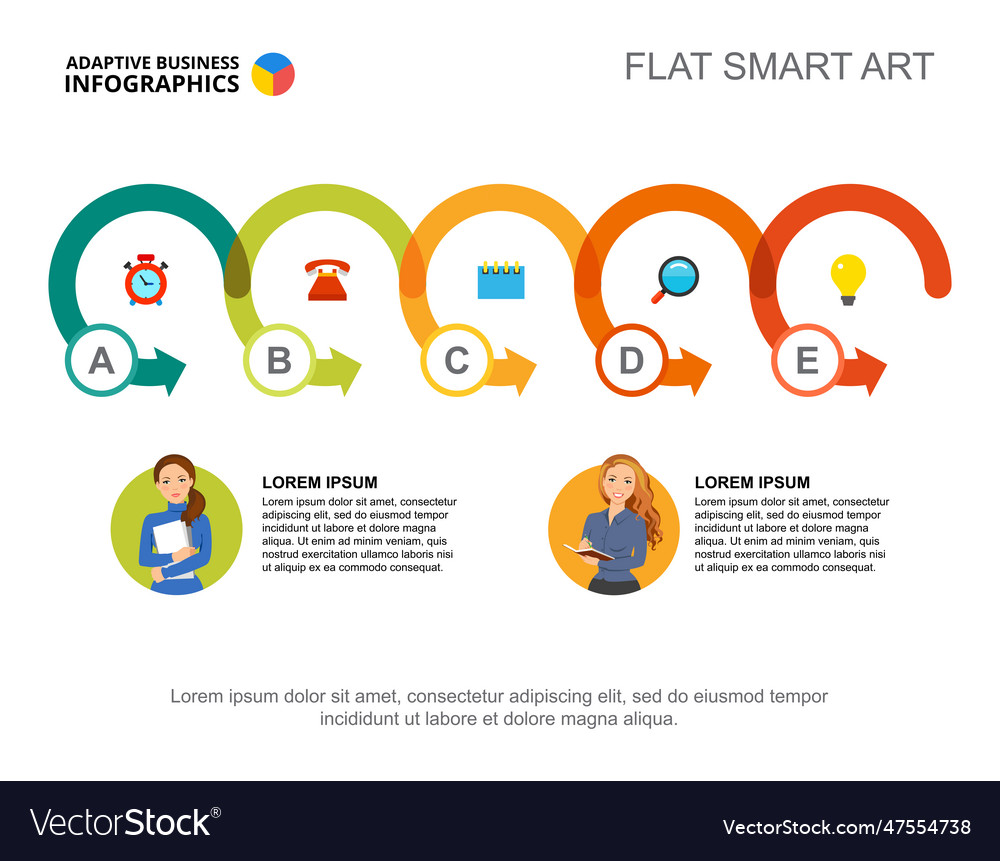 Five steps process chart template for presentation