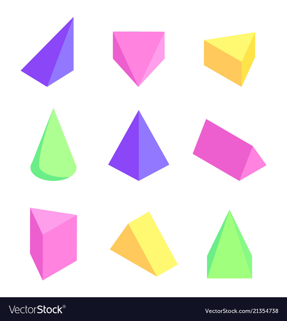 Geometric prisms set colorful Royalty Free Vector Image