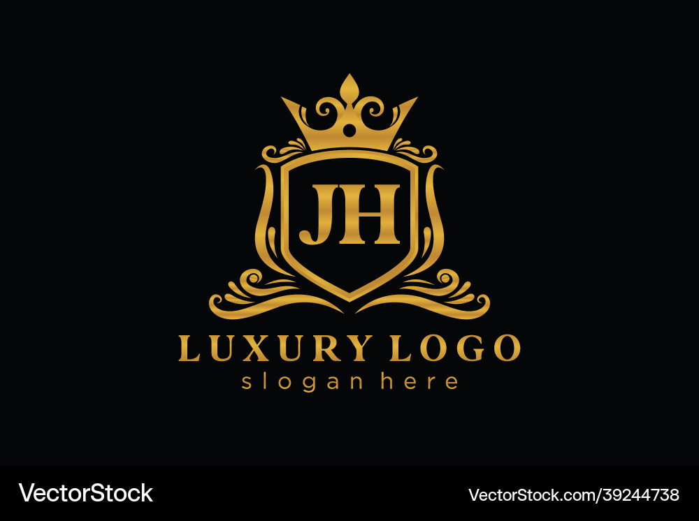 Initial jh letter royal luxury logo template Vector Image